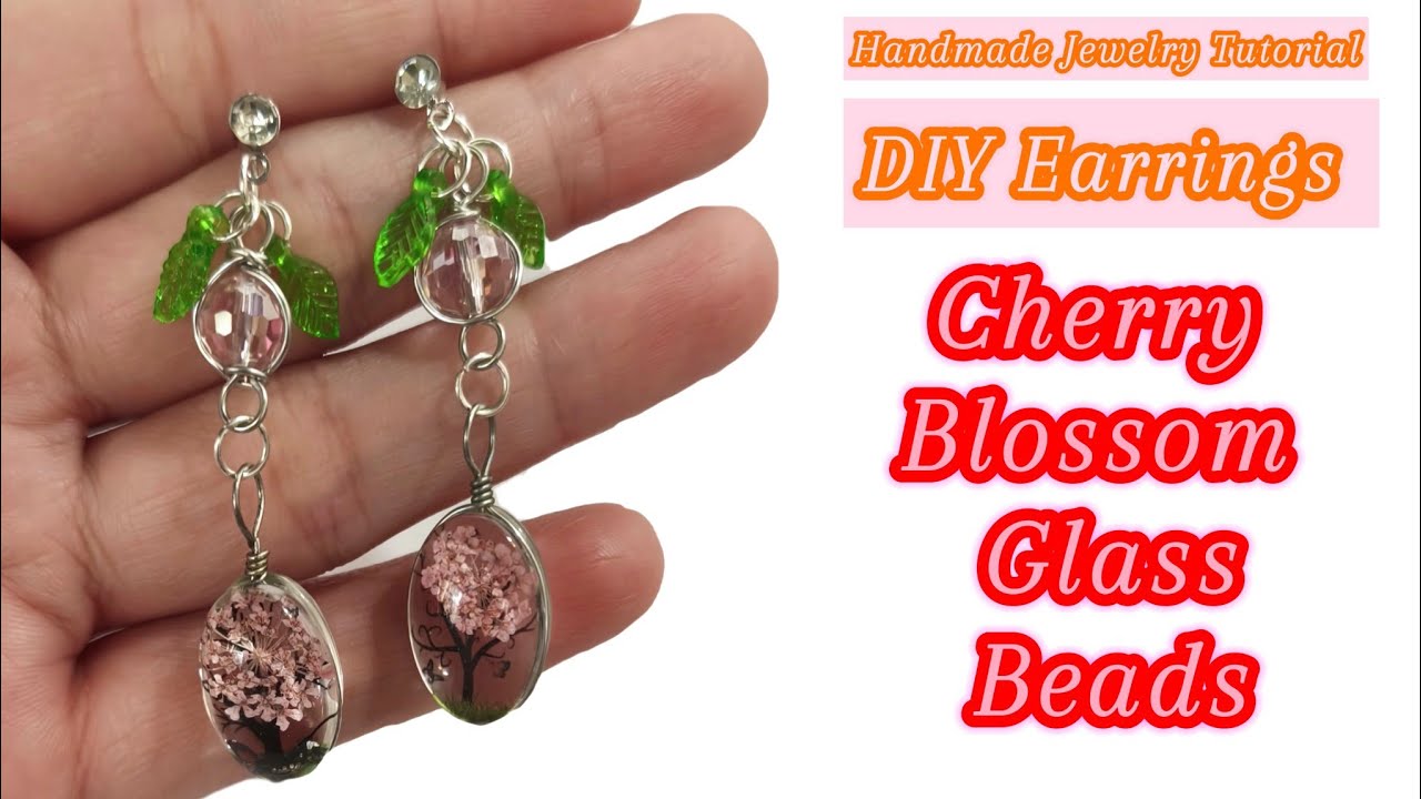 DIY Cherry Blossom Glass Bead Earrings | Handmade Jewelry Tutorial - YouTube