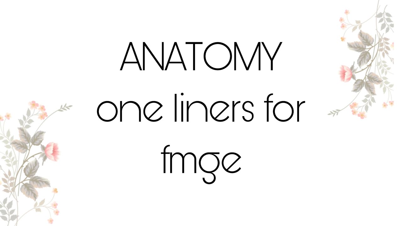 ANATOMY ONE LINERS | FMGE | - YouTube