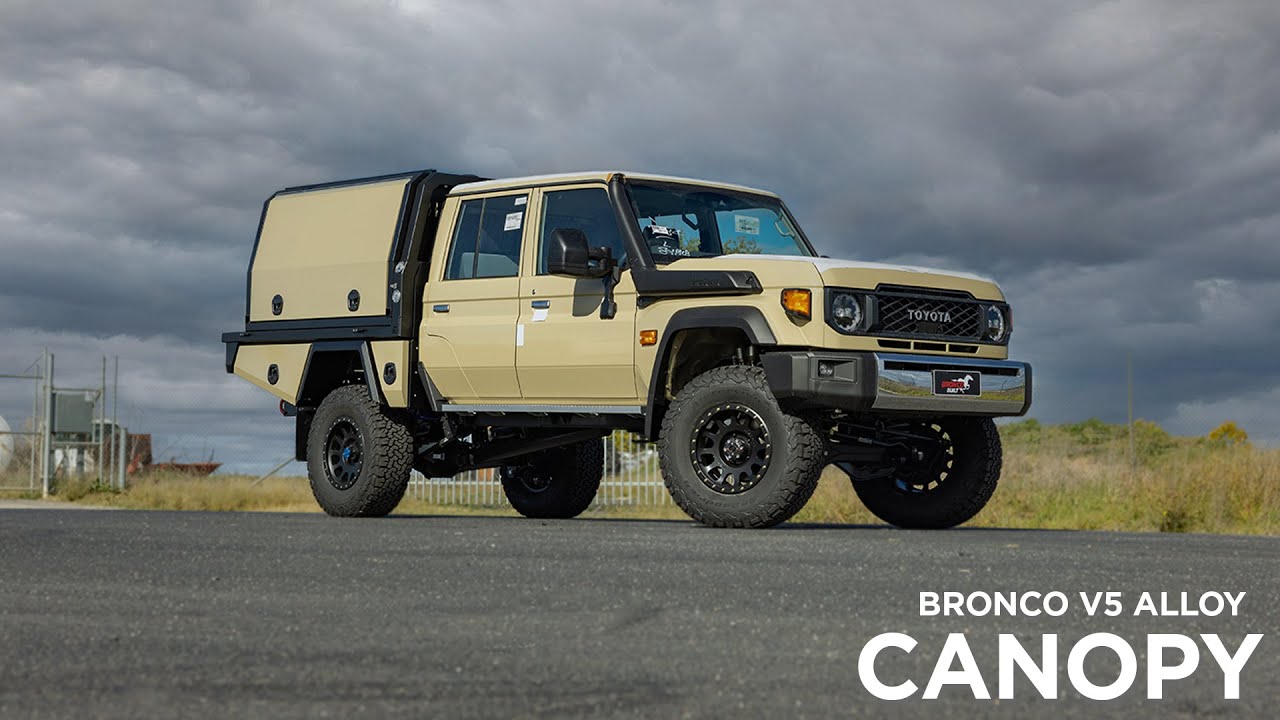 JMACX-Extended 79 Series Cruiser: Bronco Tray & Canopy Setup - YouTube
