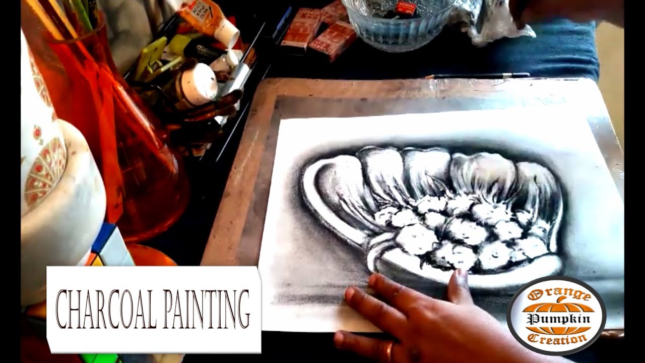 Charcoal Painting Tutorial For Beginners.(NATURE STUDY) - YouTube