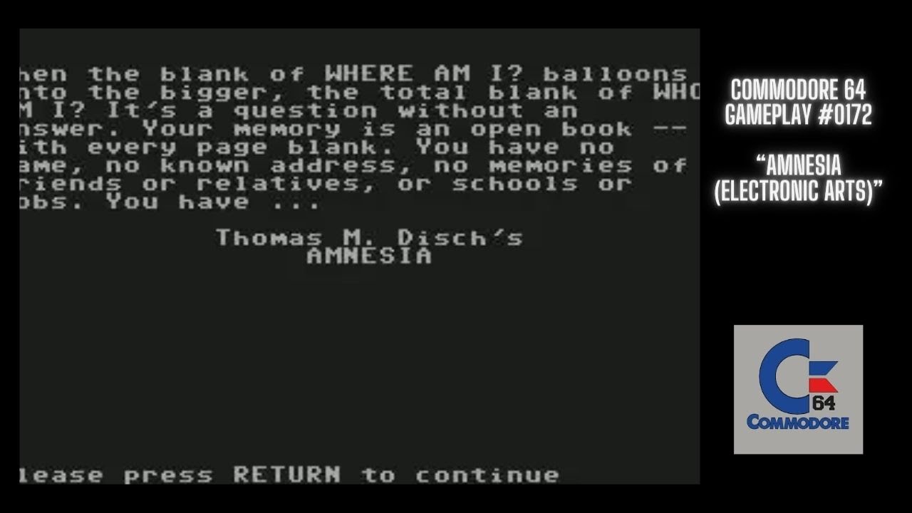 Amnesia (Electronic Arts) (Commodore 64 / Gameplay #0172) - YouTube