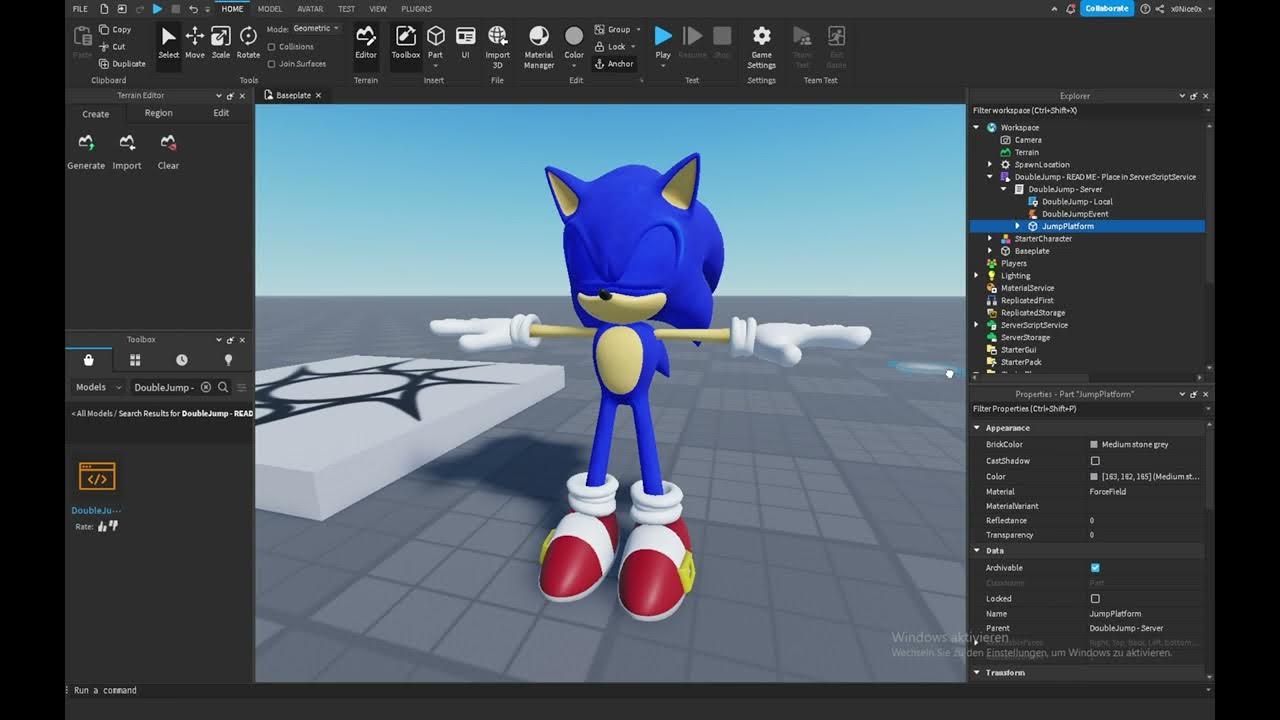 How to make a Sonic game in Roblox Studio easy momentum and Double jump ...