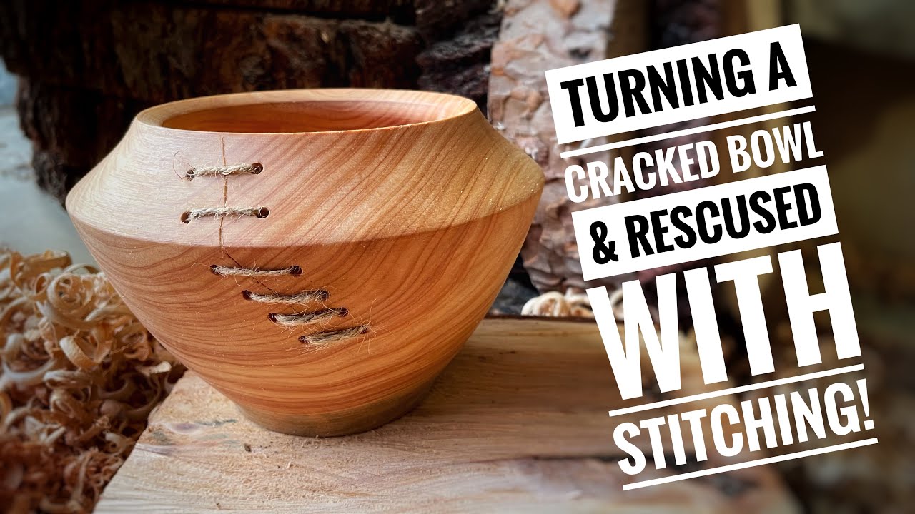 Wood Turning - A Cracked Bowl & Rescued With Stitches! - YouTube