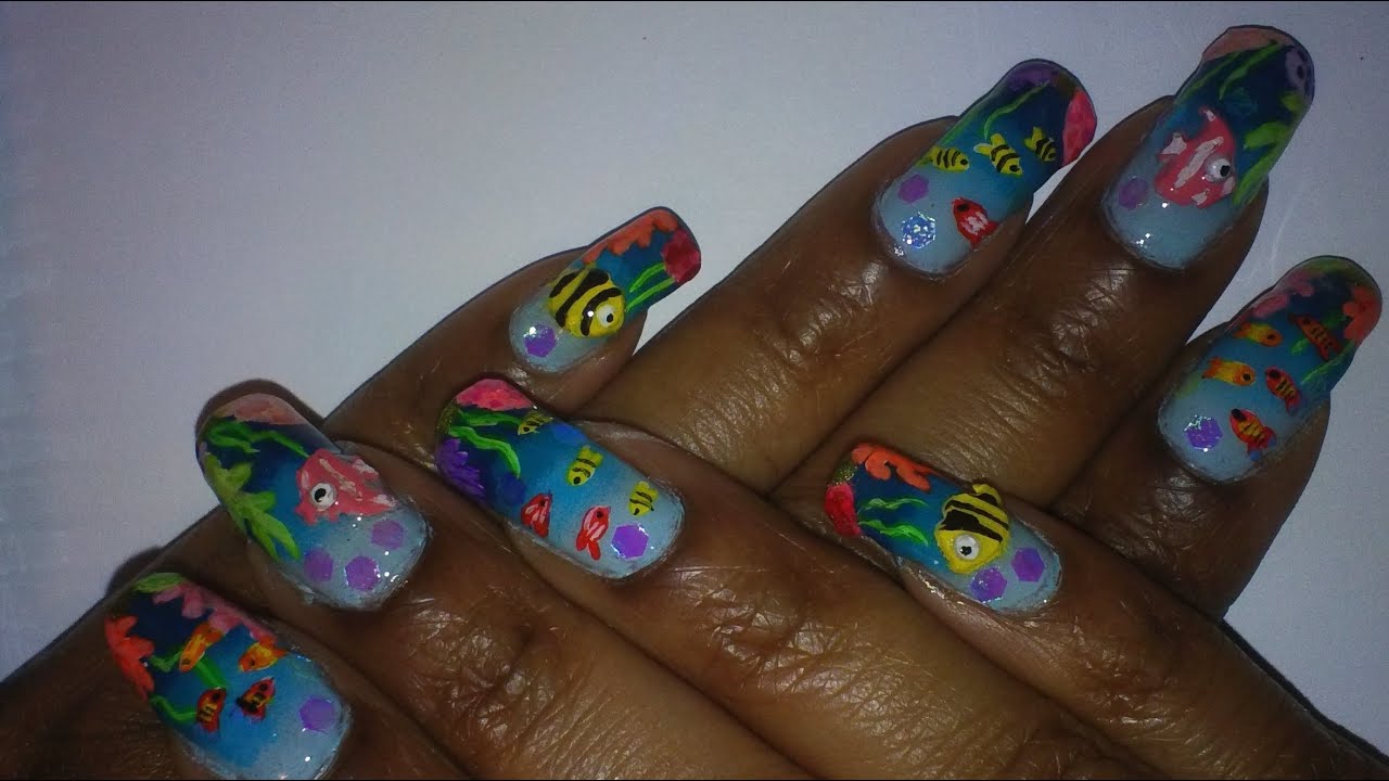 NOTW: Tropical Fish Nail Art Design - YouTube