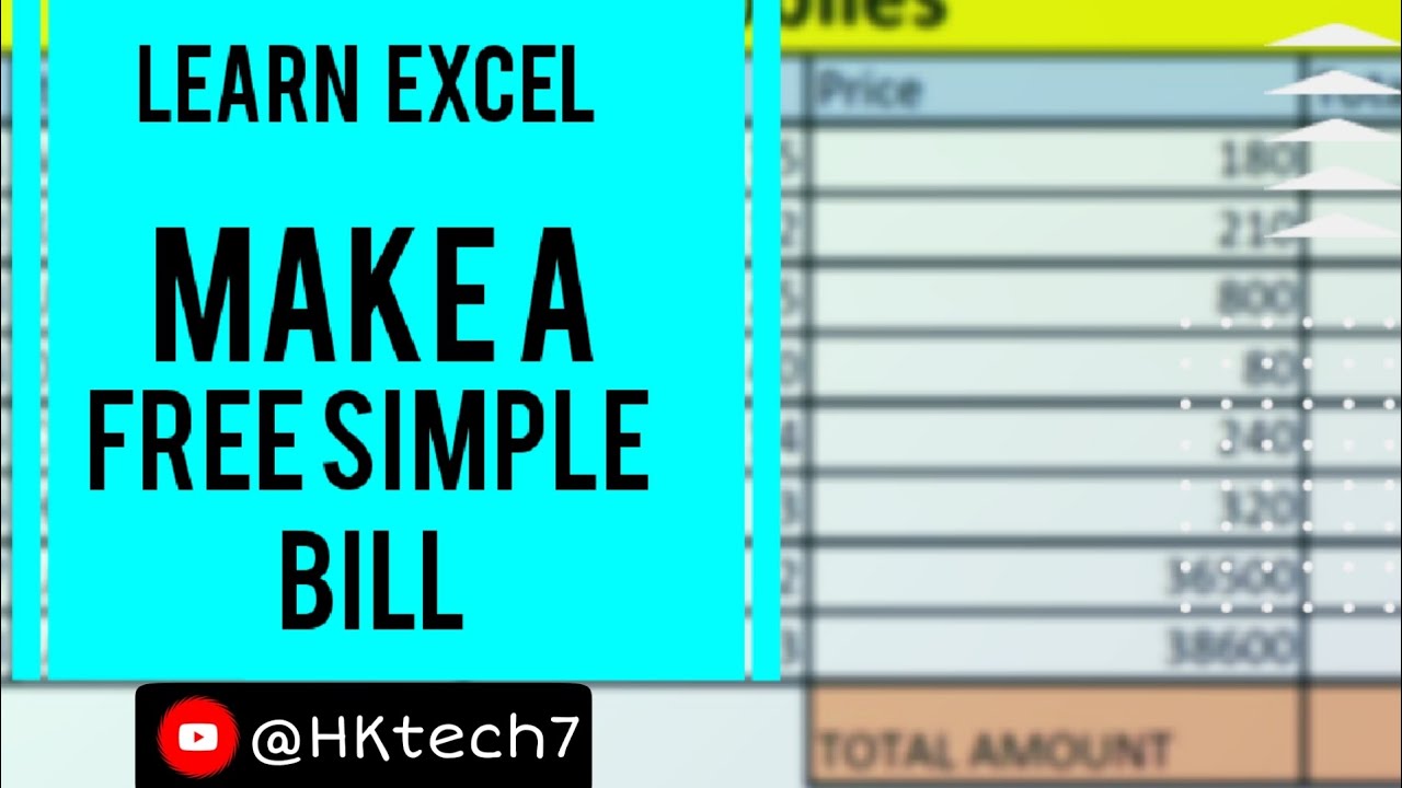 How to make a bill in ms excel | Ms Excel | Accounting ! - YouTube