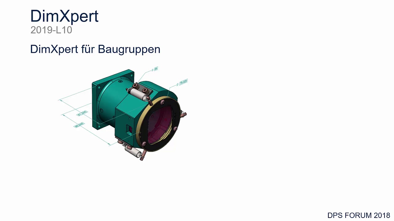 SOLIDWORKS 2019 - DimXpert - DimXpert für Baugruppen - YouTube