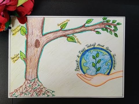 Save Trees poster|Van Mahotsav drawing|Plant a tree-drawing for kids ...
