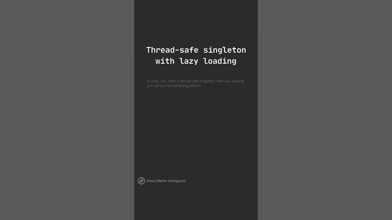 Java Design Patterns Thread Safe Singleton With Lazy Loading Youtube