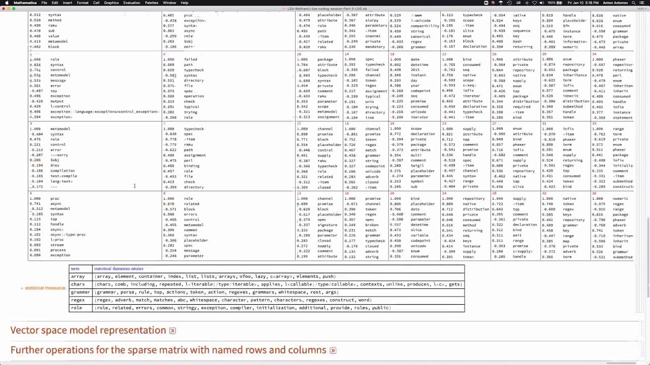 Simplified Machine Learning Workflows with Anton Antonov, Session #8: Semantic Analysis (Part 3 ...