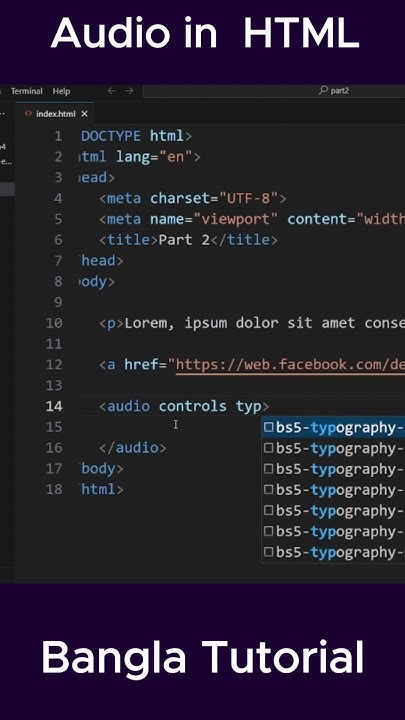 How to add audio in website | html audio tag Bangla tutorial #webdesigntips #developeranower ...