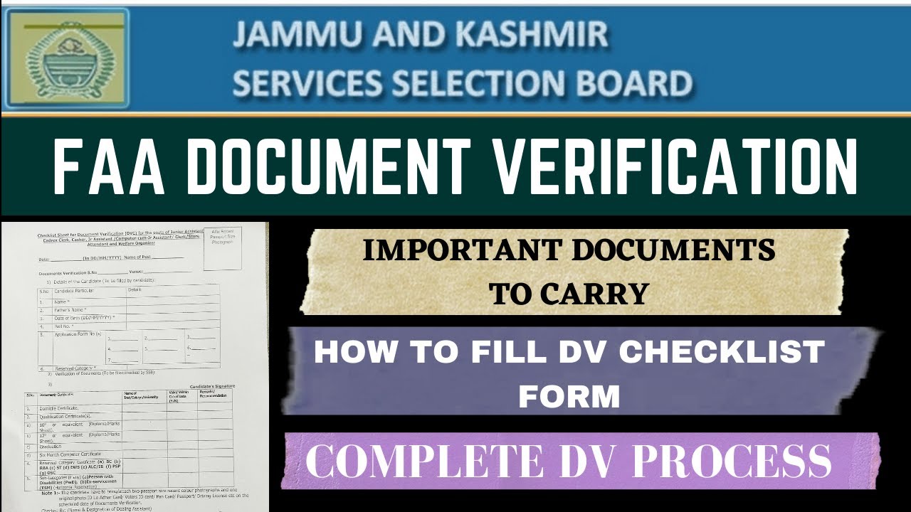 FAA Document Verification Complete Process|| DV Checklist Form ...