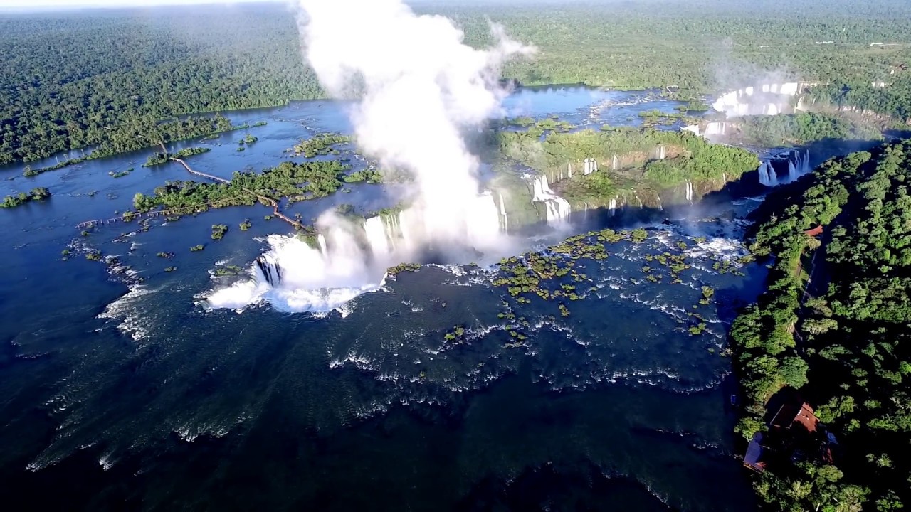 Iguazu Falls (Waterfalls) Rarely and amazing drone video (7:00am in the ...