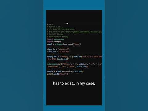 Transcribe Videos wit Python, OpenAI Whisper, & ffmpeg - YouTube