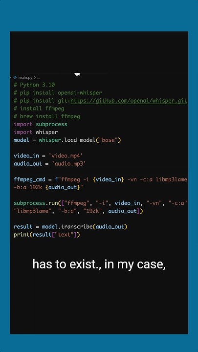 Transcribe Videos wit Python, OpenAI Whisper, & ffmpeg - YouTube