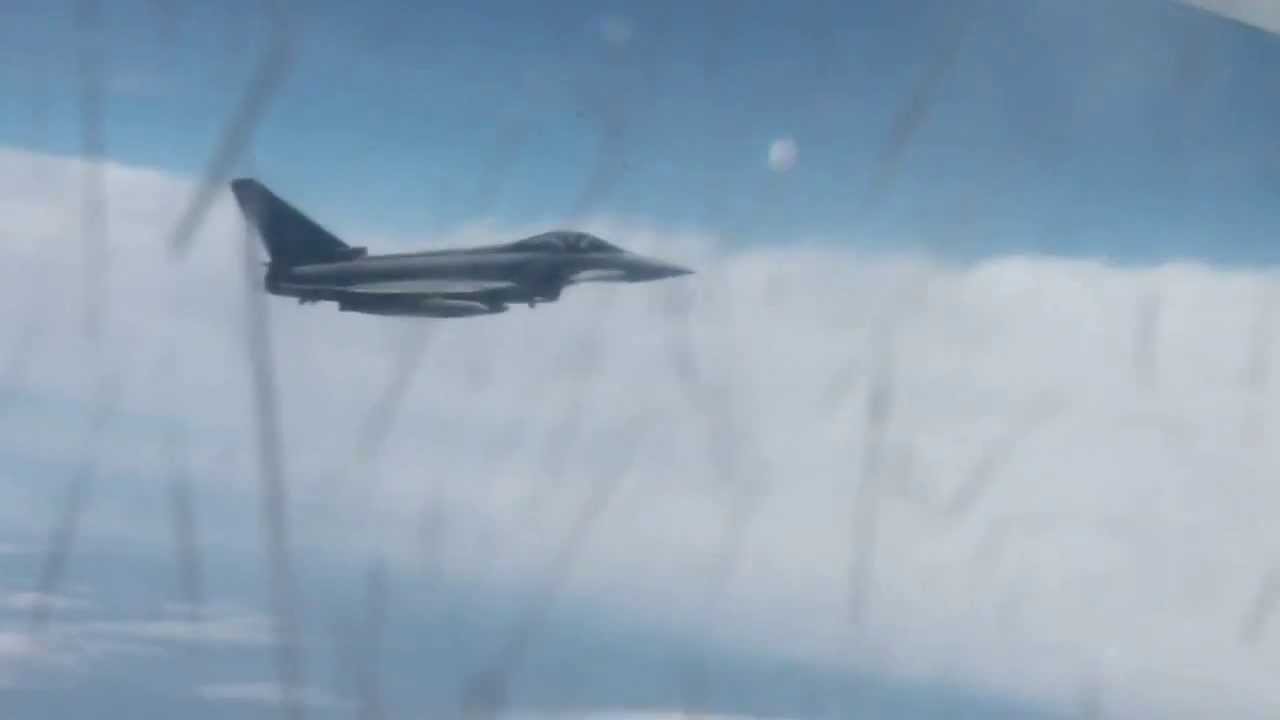 EUROFIGHTER Typhoon fighter near miss leaving the Falkland Islands ...
