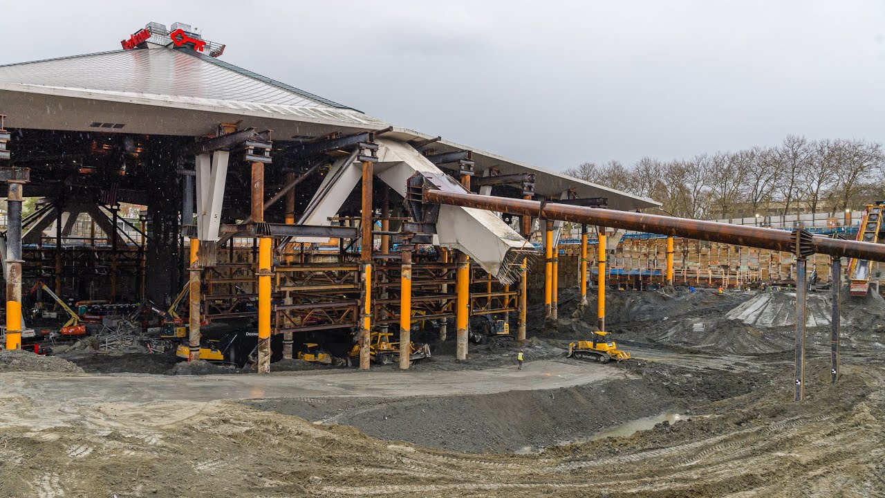 New arena construction progress at Seattle Center - YouTube