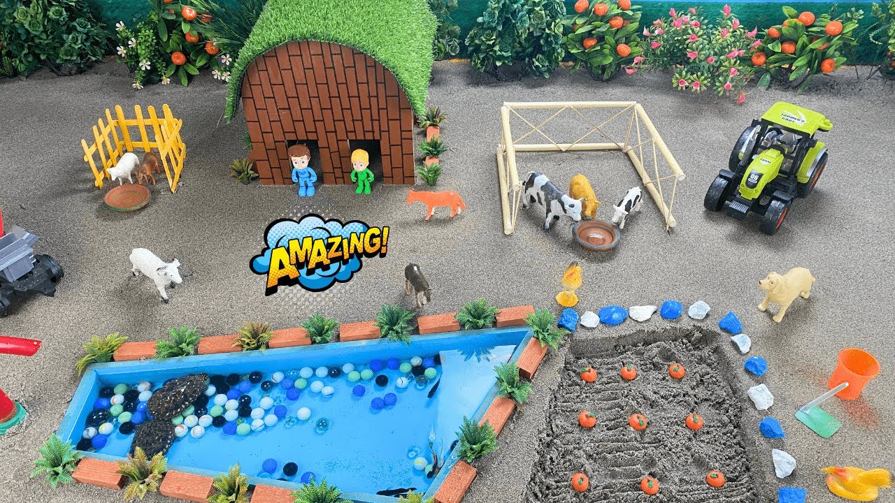 DIY mini Farm Diorama with house for Cow | Mini Hand Pump Water Supply ...