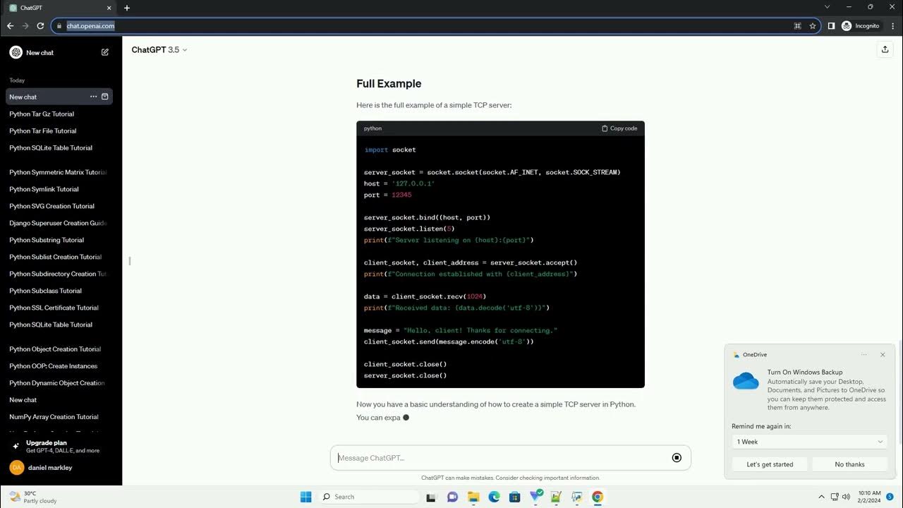 python create tcp server - YouTube
