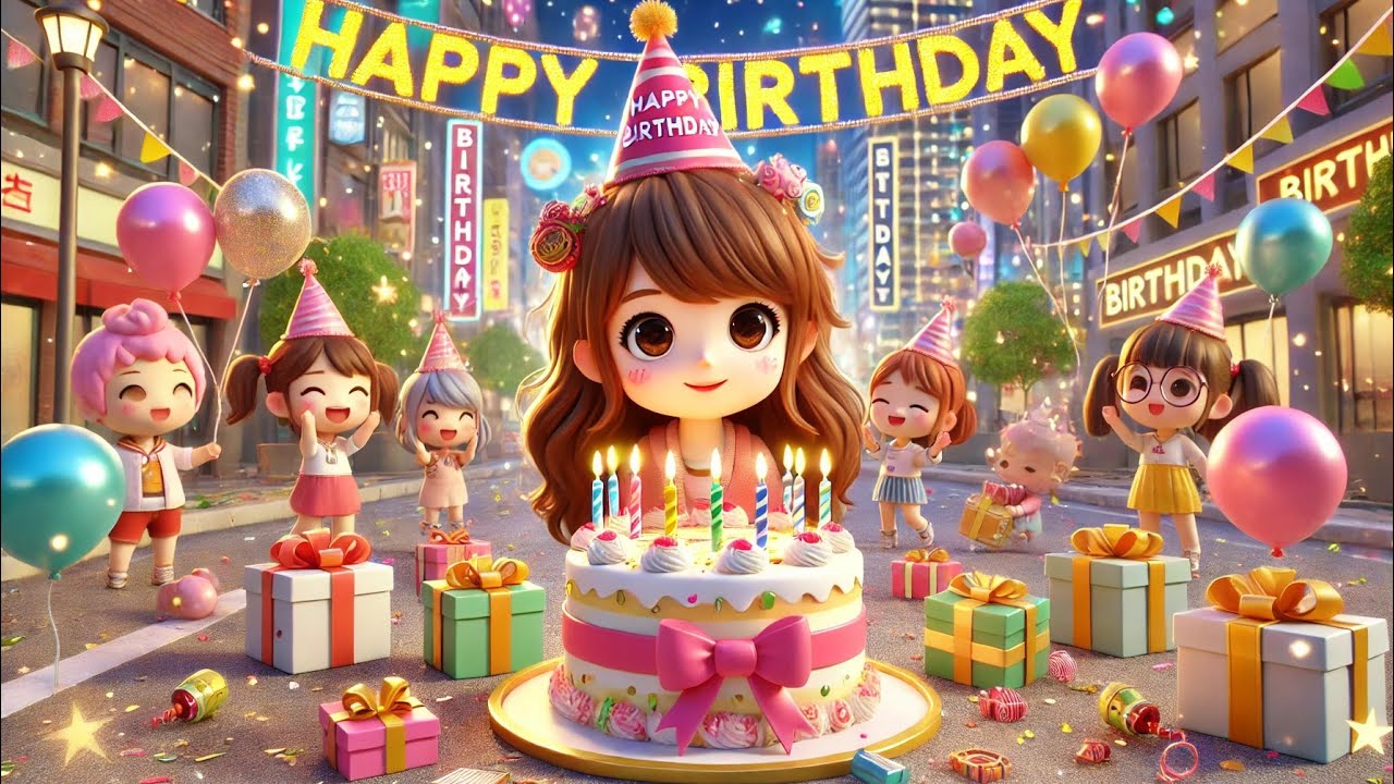 🎉 Happy Birthday Music| Cute 3D Cartoon Birthday Party Celebration ...