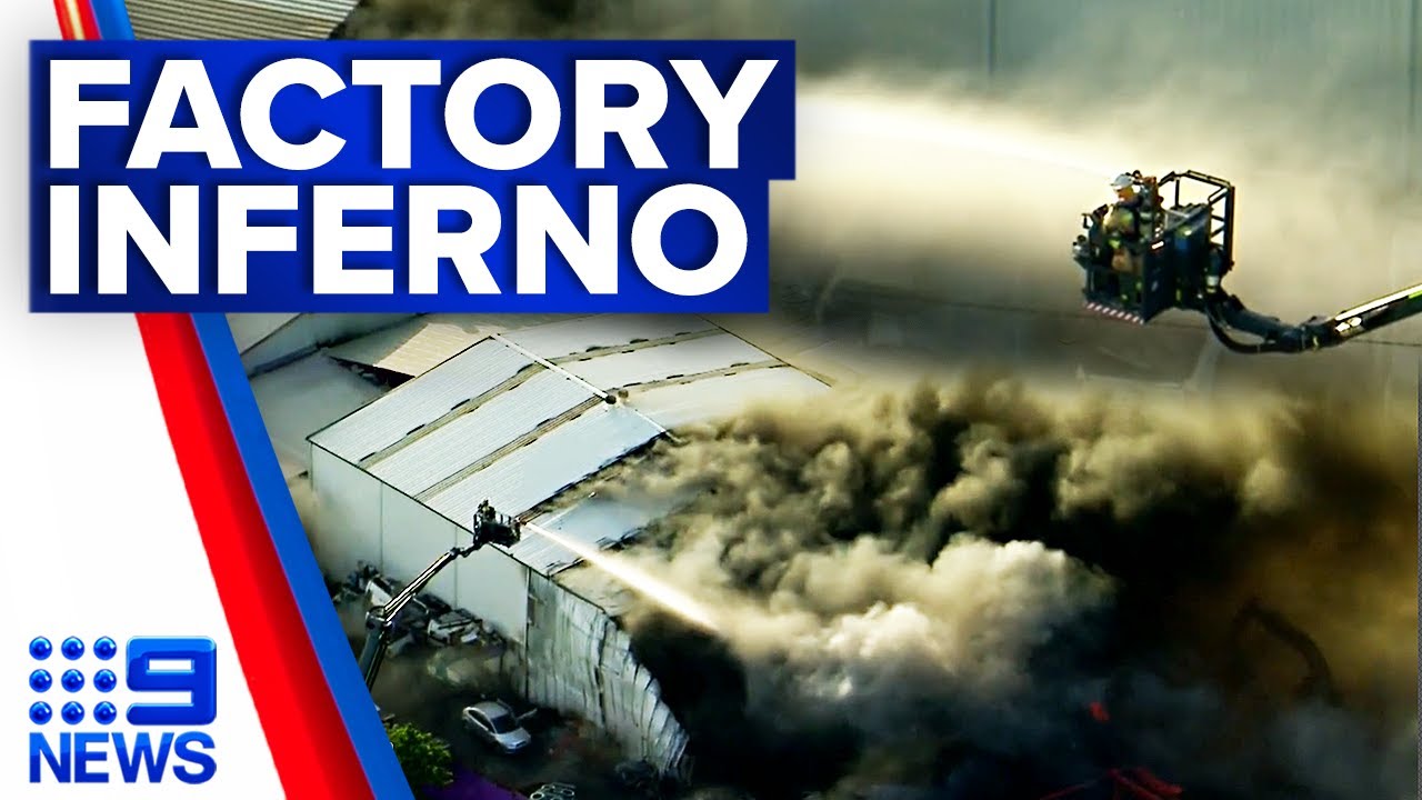 Brisbane industrial fire fills sky with toxic smoke | 9 News Australia ...