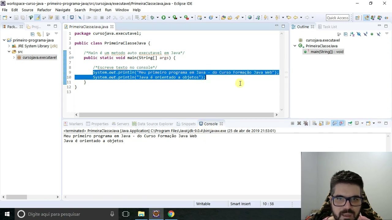 Aula 6 - Como executar um programa criado em Java e interpretar erros no console (Curso IDE ...