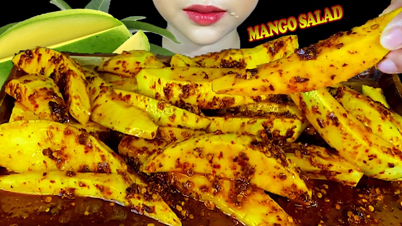 Spicy Natural Mango Salad Mukbang Mango - YouTube