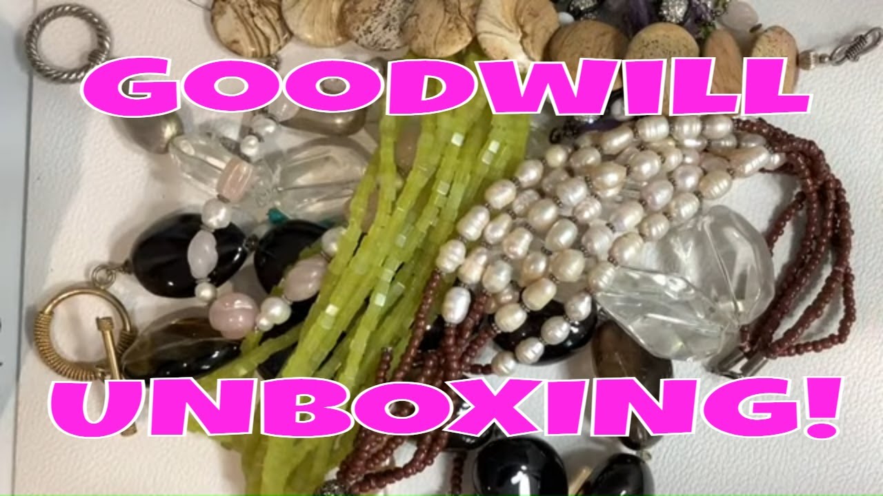 The Goodwill Box 5lb Mystery Jewelry UNBOXING! natural stones galore ...