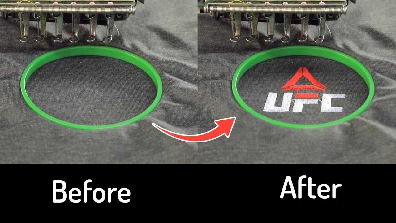 See how a computer embroidery machine sews the logo on the fabric - YouTube