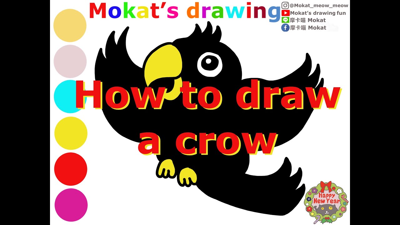 How to draw a crow easy step by step for kids - YouTube