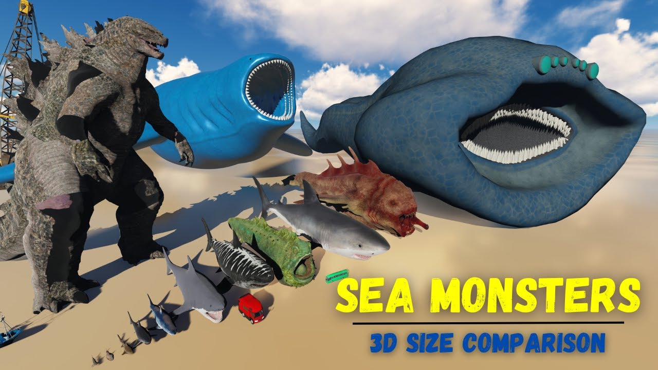 Legendary Sea Monsters Size Comparison 3D | BLOOP VS SEA EATER 🌊👀 - YouTube
