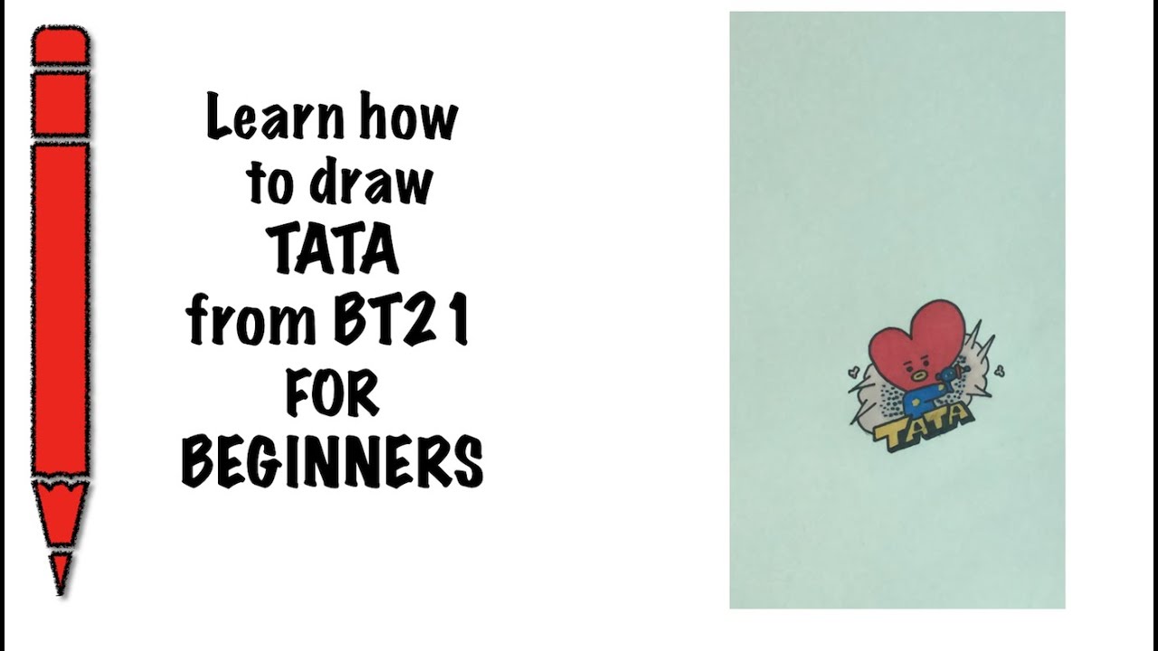 LEARN HOW TO DRAW TATA FROM BT21 FOR BEGINNERS - YouTube