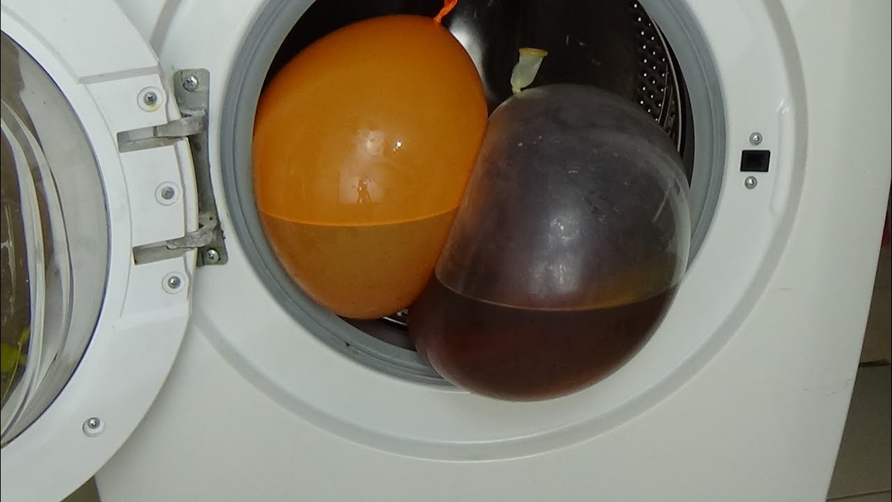 Experiment - test, beer in balloon in a washing machine - balloon and ...