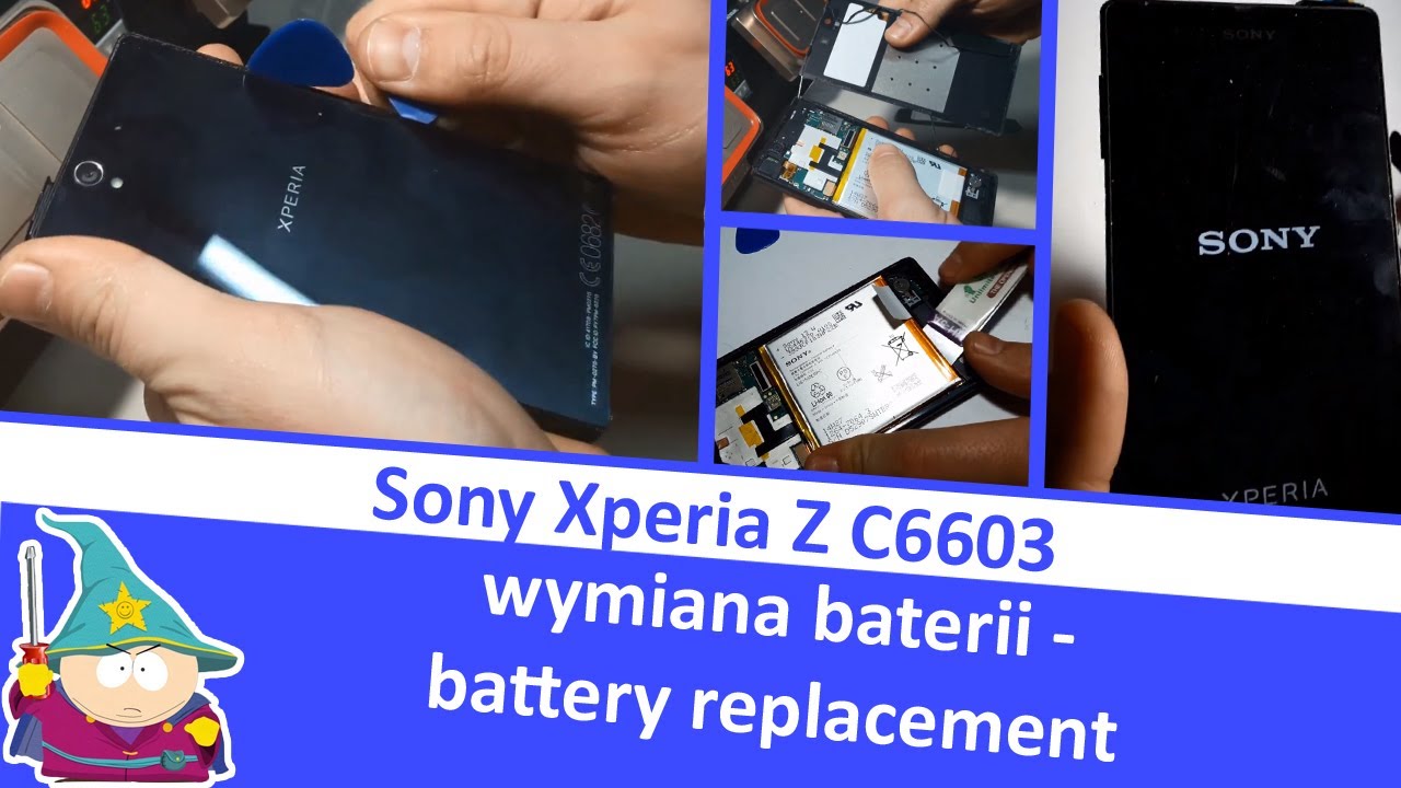 Sony Xperia Z C6603 - wymiana baterii - battery replacement - YouTube