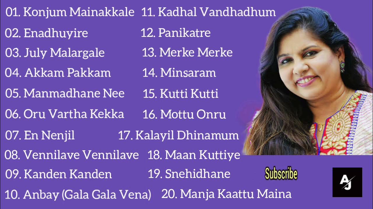 Sadhana Sargam Tamil Hits | All Time Favourite | Sadhana Sargam Tamil Songs Collection | Jukebox ...