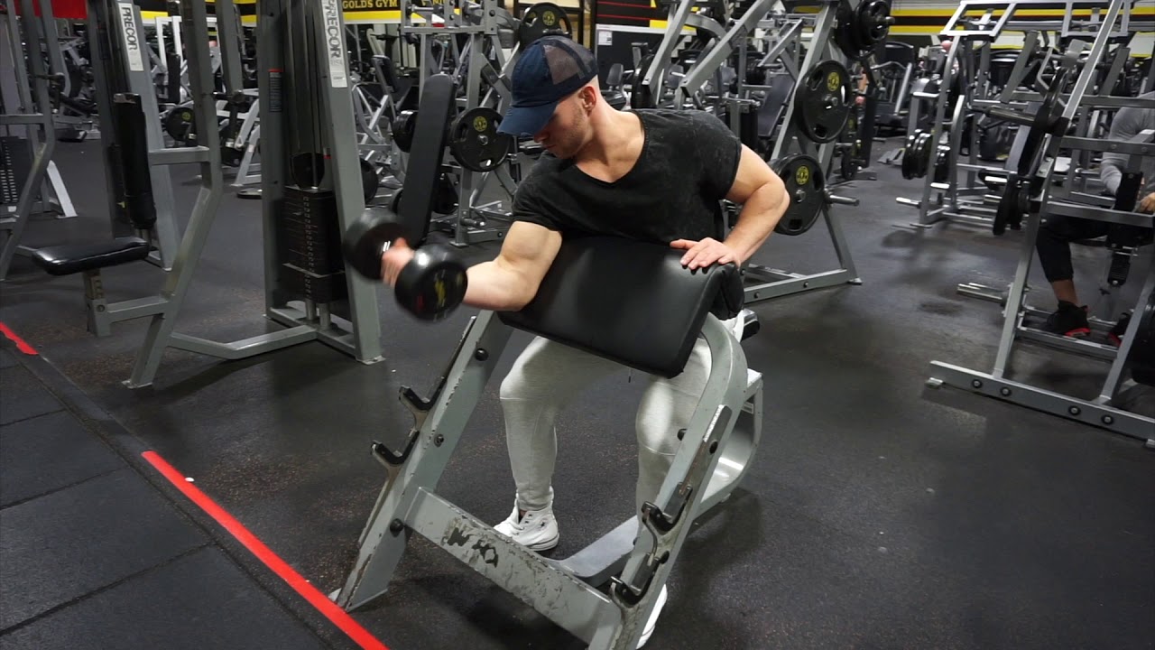 SEATED PREACHER CURL SINGLE ARM SUPINATED - YouTube