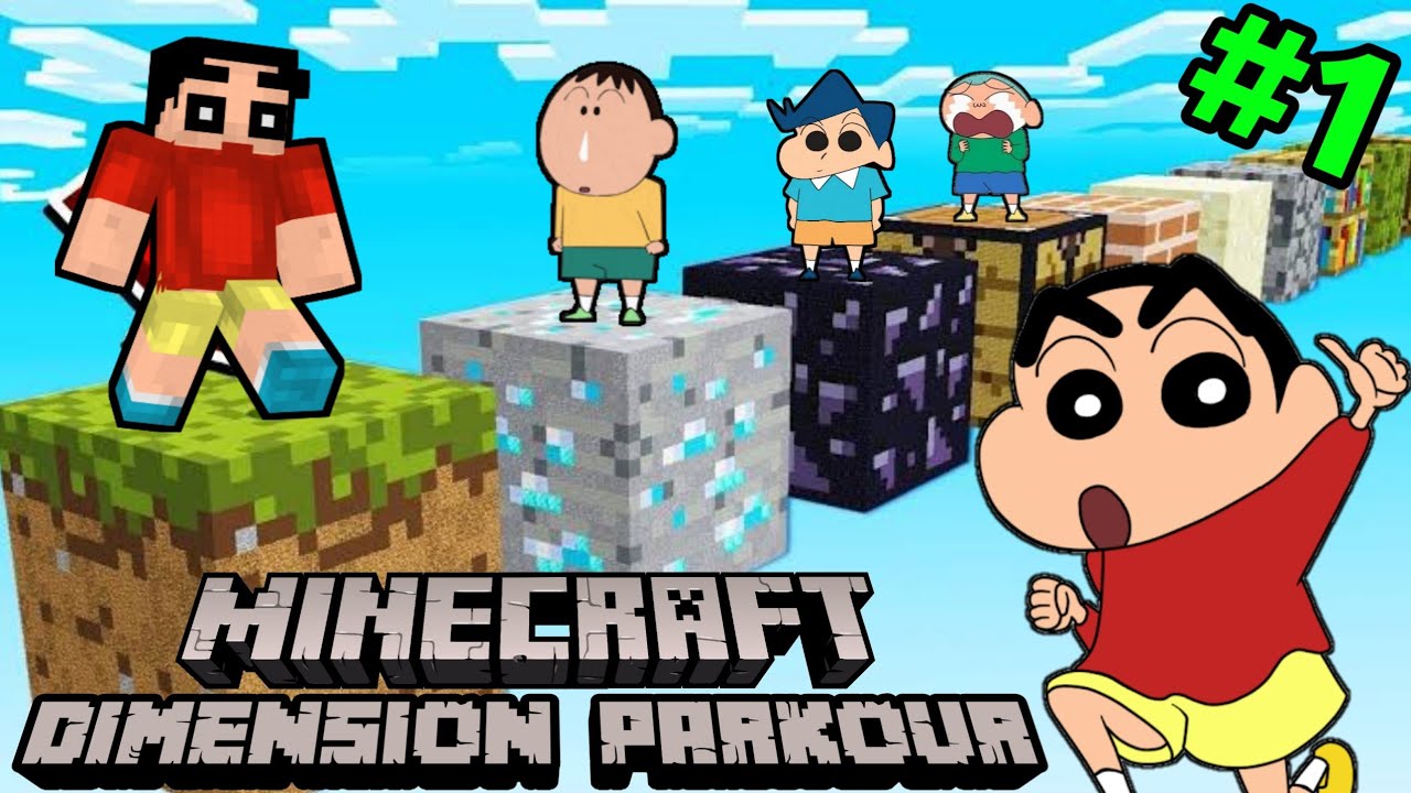 Shinchan and his freinds playing dimension parkour in Minecraft 😂 ...