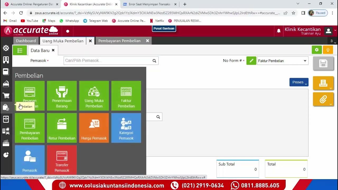 input uang muka pembelian dalam accurate online - YouTube
