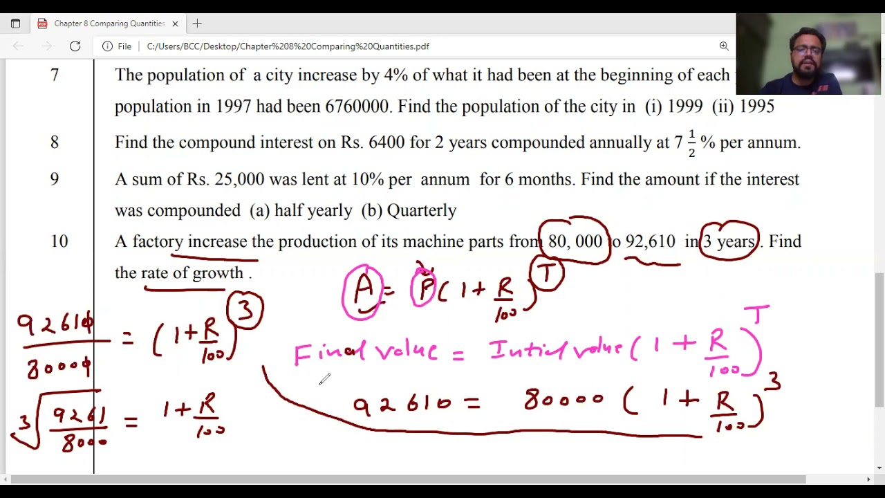 Compound interest assignment question class 8th - YouTube
