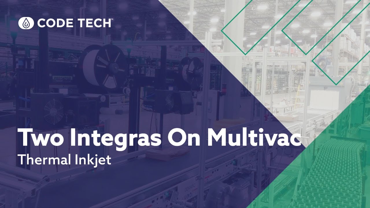 Two CodeTech Integra Thermal Inkjet Printers on Muiltivac - YouTube