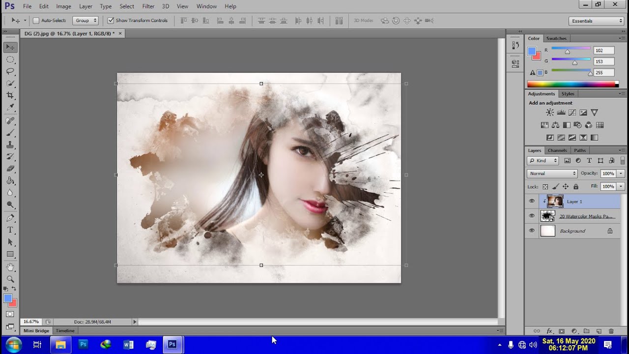 water color masks to photoshop download and how to use in tamil - YouTube