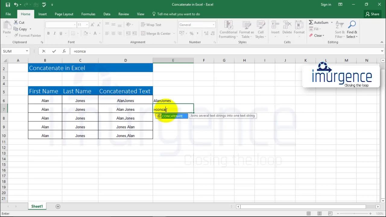 Beginner Excel Module | Concatenate in Excel | Excel Tutorial - YouTube