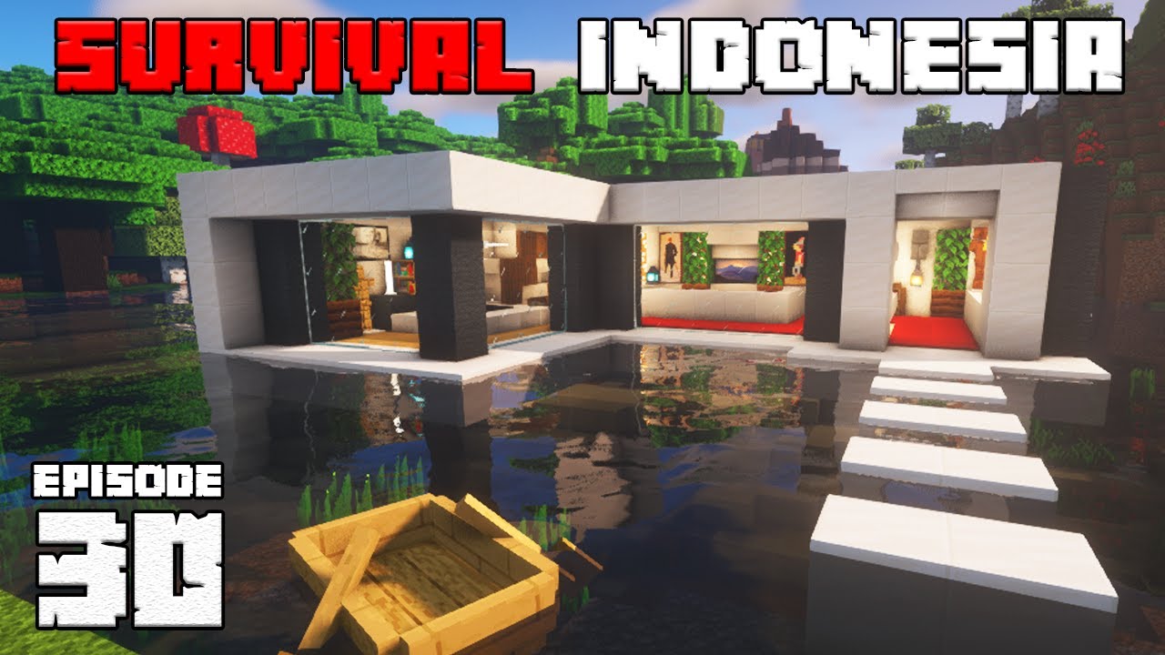 BIKIN RUMAH MODERN MINIMALIS - Minecraft Survival Indonesia (Eps.30 ...