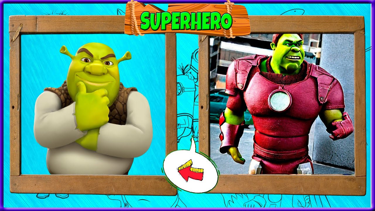 SHREK as IRON MAN & other MARVEL SUPERHERO characters - YouTube