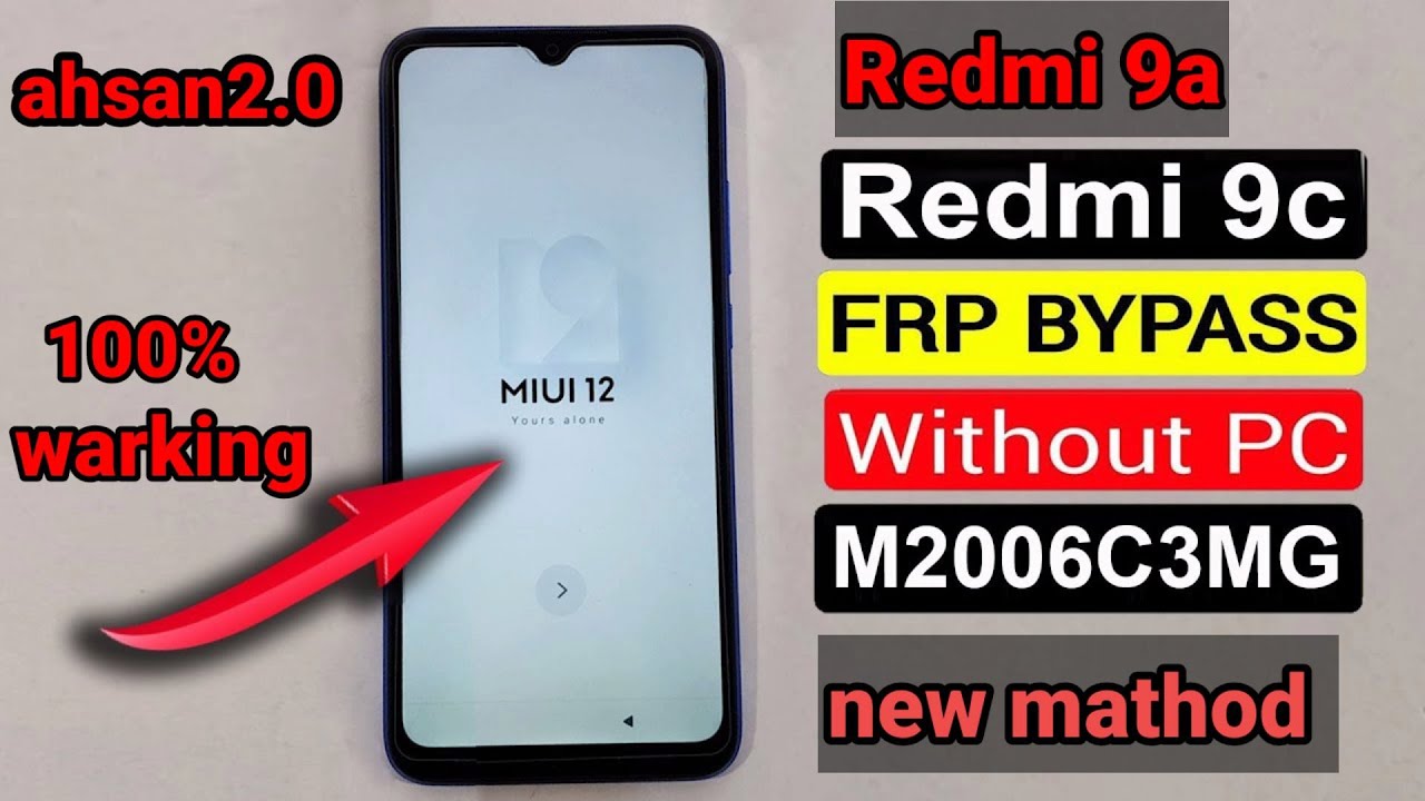 Redmi 9c frp bypass || Redmi 9 || Redmi 9a || mi 9 miui 12.5 google ...