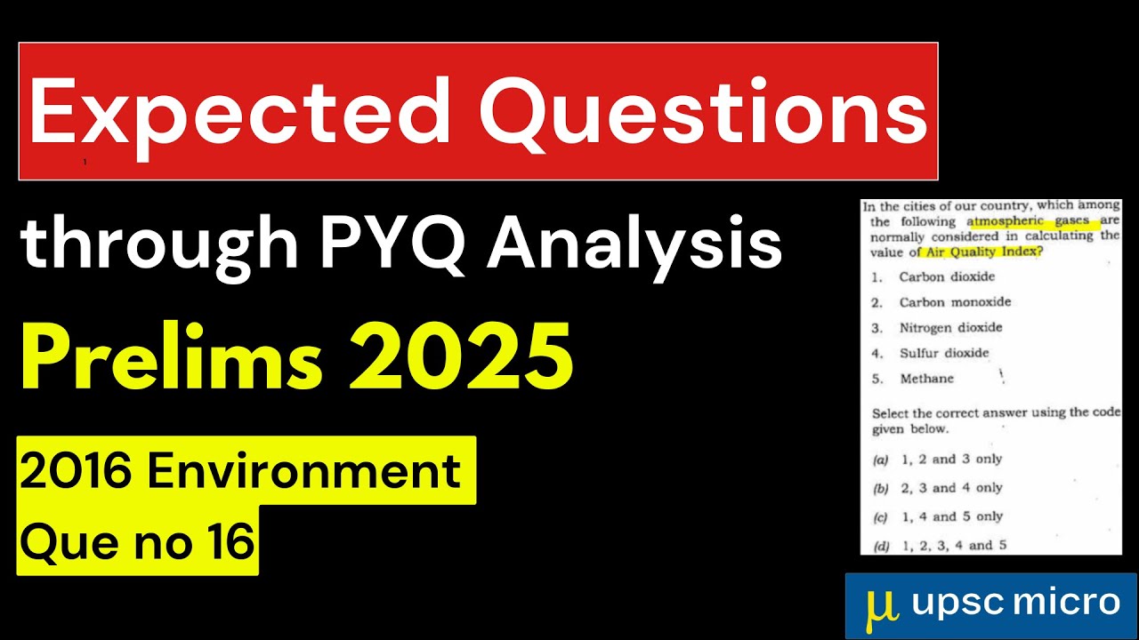 Air Quality Expected Question | UPSC Prelims PYQ 2016 Environment ...