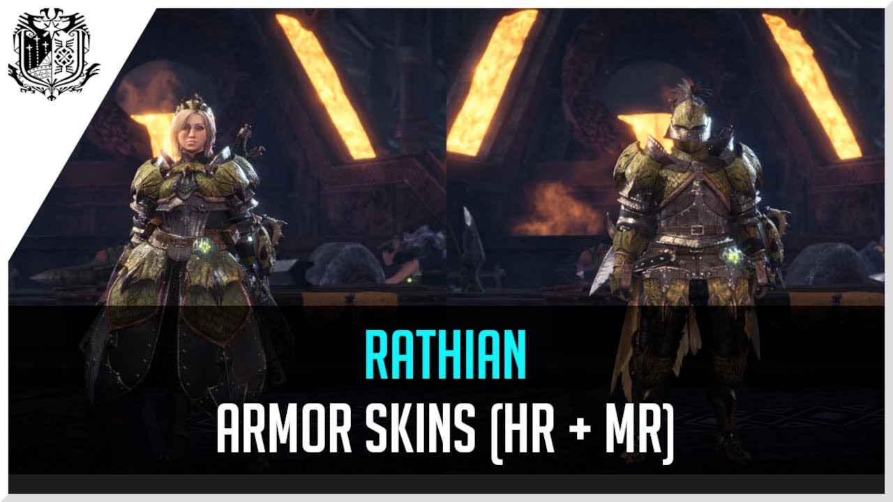 Monster Hunter World - All Rathian Armor Skins | Male, Female, HR, MR ...
