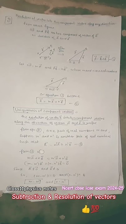 Class11 physics |subtraction of vectors|resolution of vectors motion in a plane|ncert |CBSE|# ...