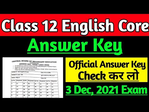 Class 12 English Core Official Answer Key/ 12th Class English Answer ...