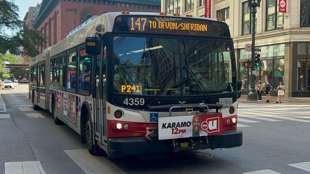 CTA 2013 New Flyer DE60LFR Bus 4359 On Rt 147 Outer Drive Dusable ...