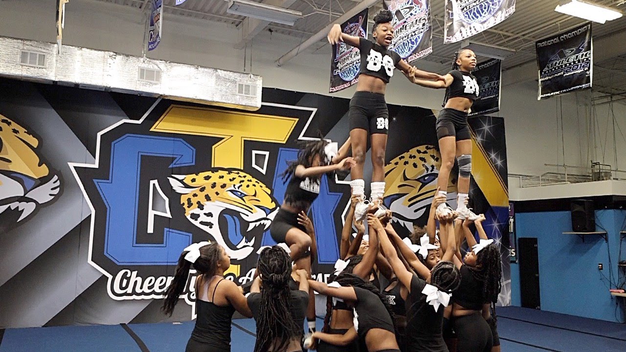 B.A.D.D. Girls Cheer | FRANTIC Flyer RUINS Competition Pyramid! - YouTube